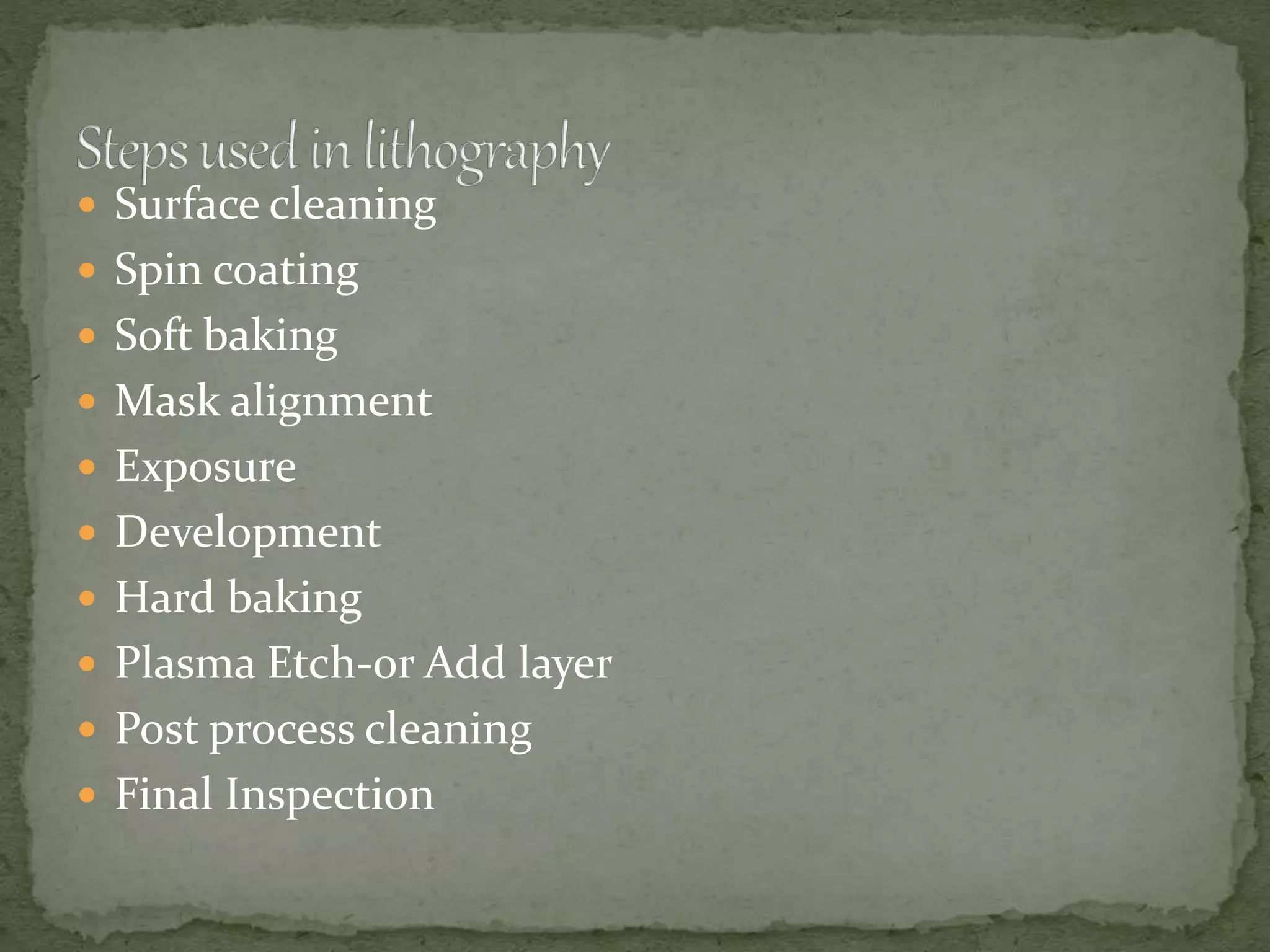 Lithographic techniques | PPT