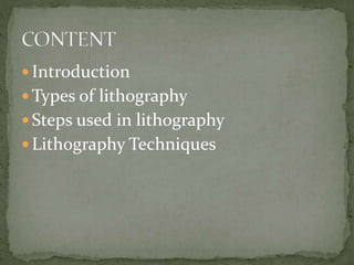 Lithographic techniques | PPT