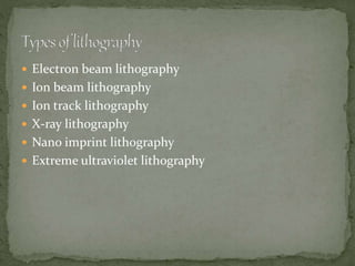 Lithographic techniques | PPT