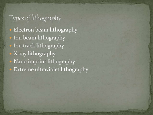 Lithographic techniques | PPT