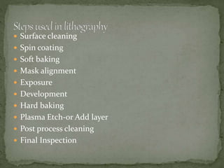 Lithographic techniques | PPT