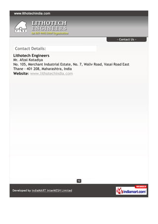 Lithotech Engineers, Thane , Sieving | PDF