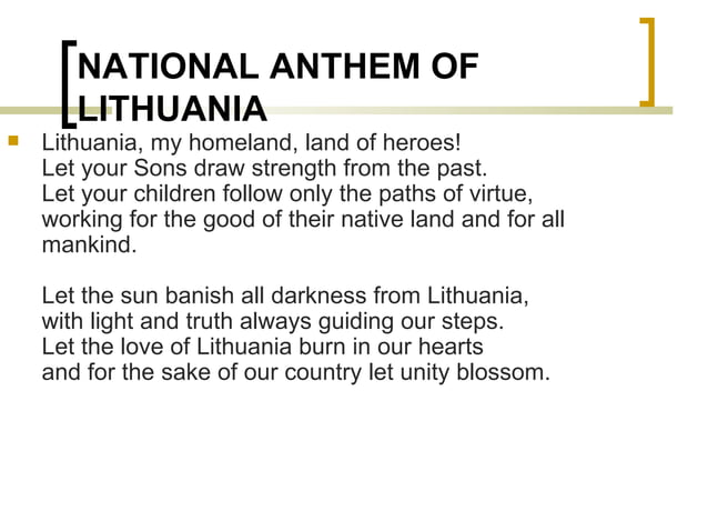 Lithuanian symbols and topics, flag, anthem, | PPT