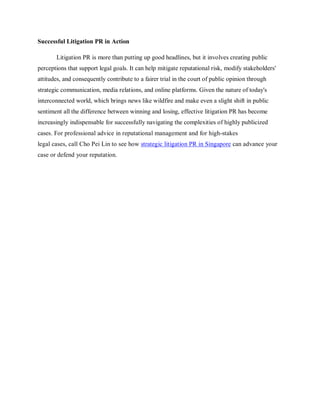 Litigation PR strategies on Managing Public Perception in High-profile ...