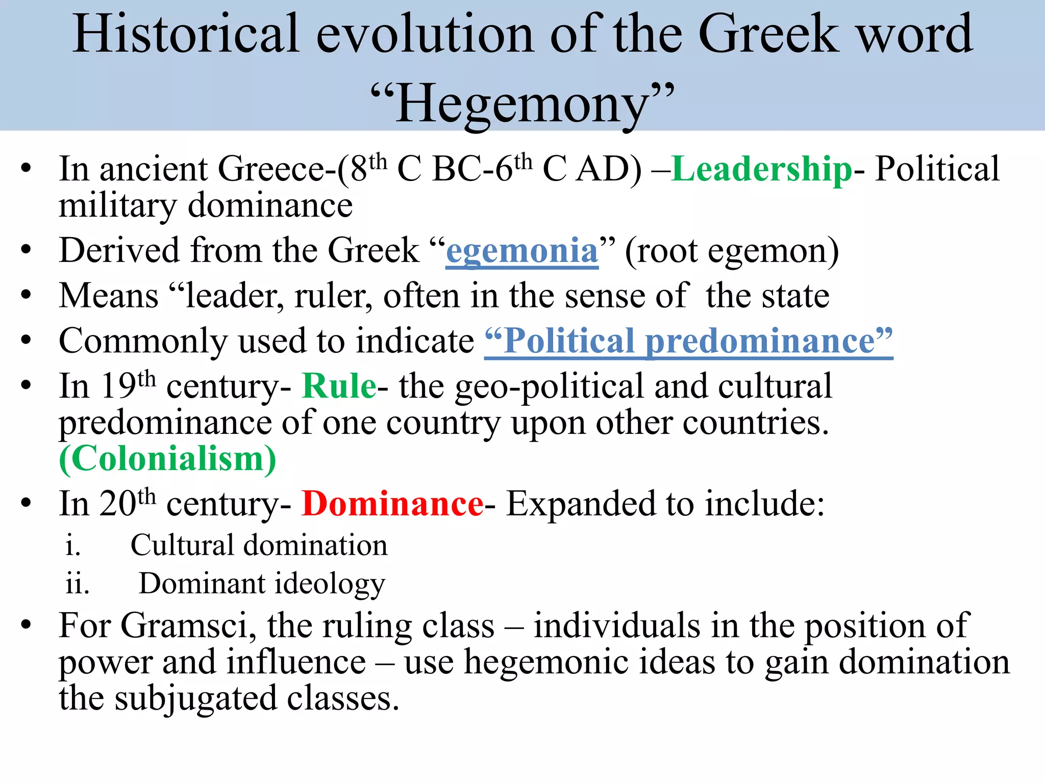 Hegemony According to Gramsci pp 139-150 | PPTX