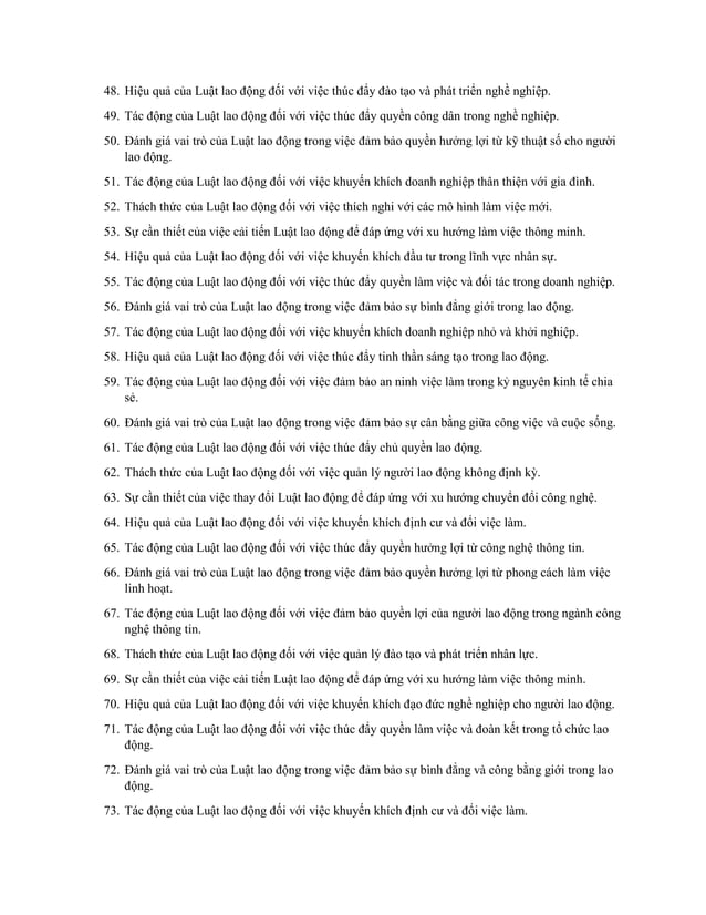 Liệt Kê 200 Các Đề Tài Báo Cáo Thực Tập Luật Lao Động, Điểm Cao | DOCX
