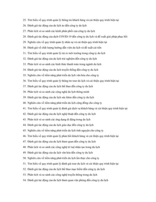 Liệt Kê 200 Đề Tài Báo Cáo Thực Tập Tại Công Ty Du Lịch Từ Các Khoa Du Lịch | PDF