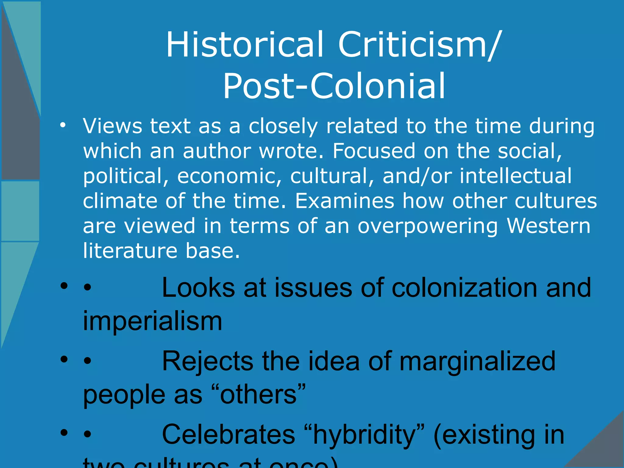 Literary Theories: A Sampling of Literary Lenses | PPT