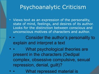 Literary Theories: A Sampling of Literary Lenses | PPT