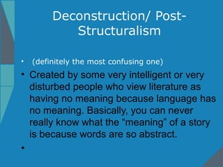 Literary Theories: A Sampling of Literary Lenses | PPT