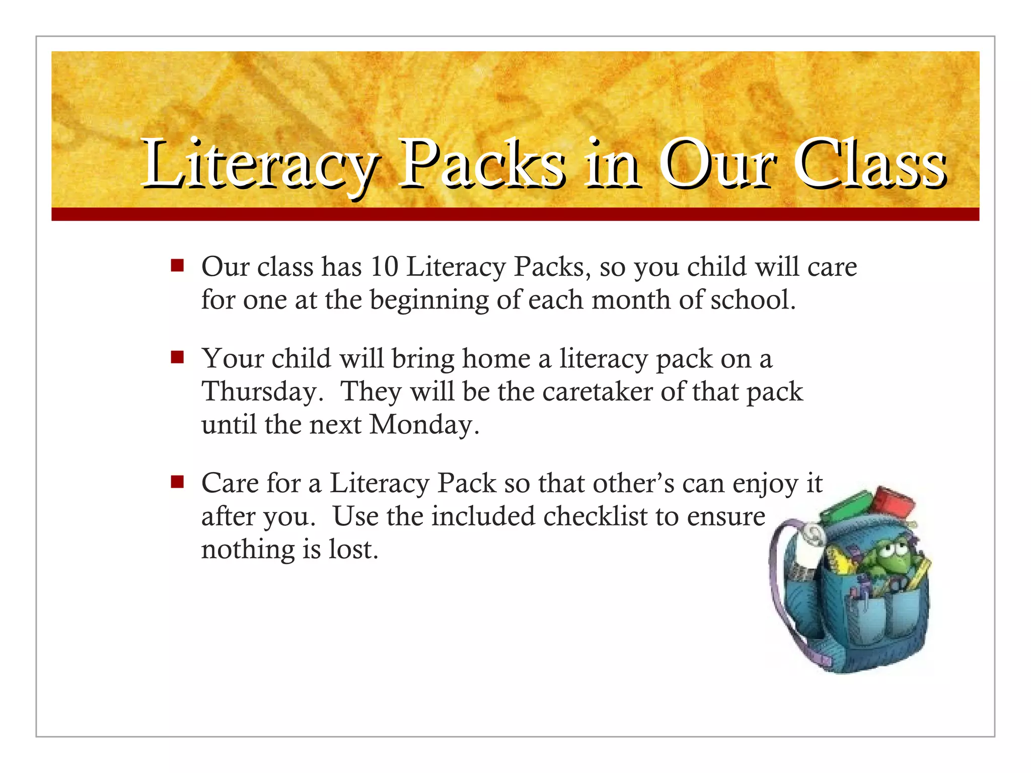 Literacy Home Pack Family Presentation | PPT