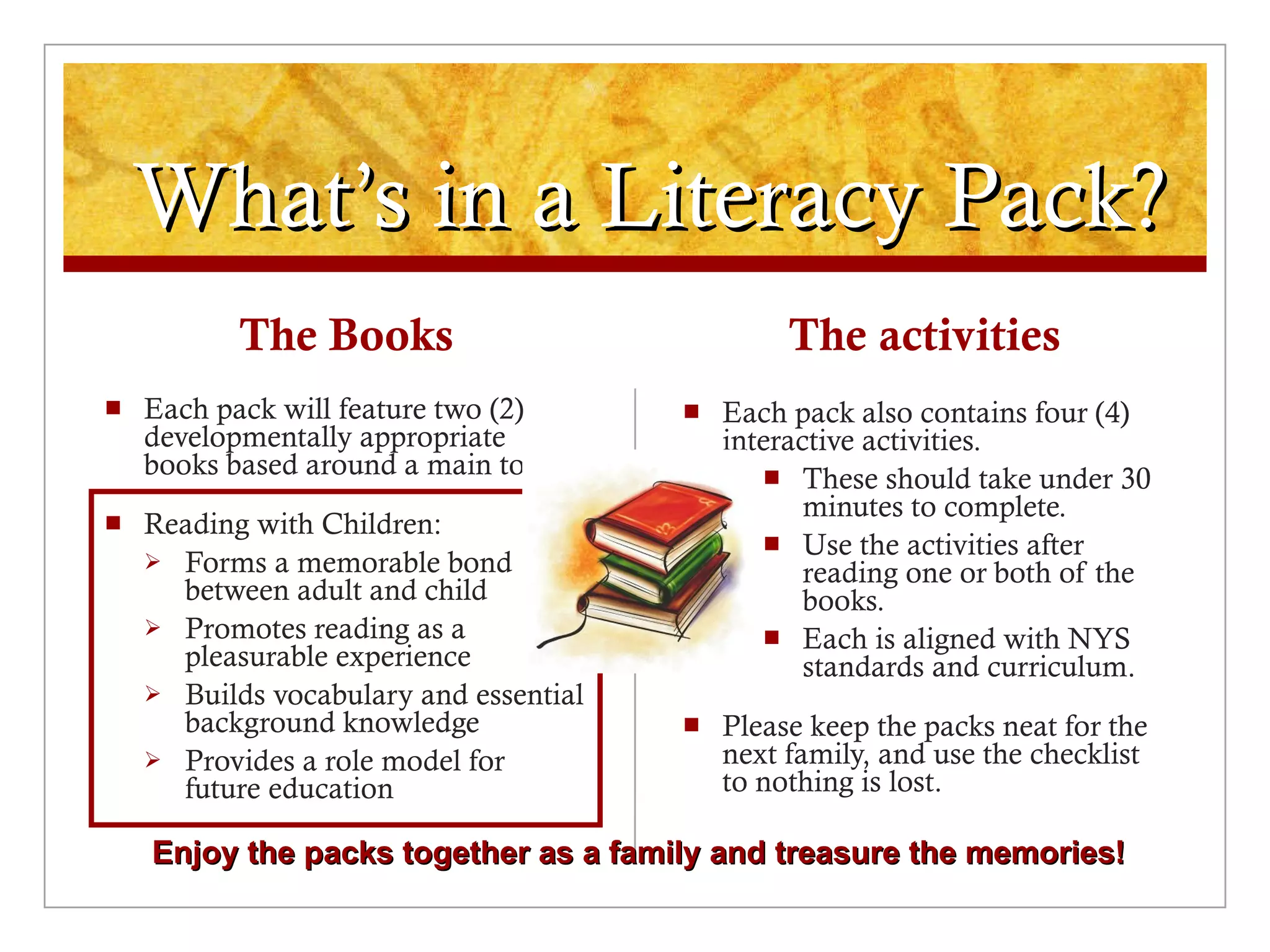 Literacy Home Pack Family Presentation | PPT