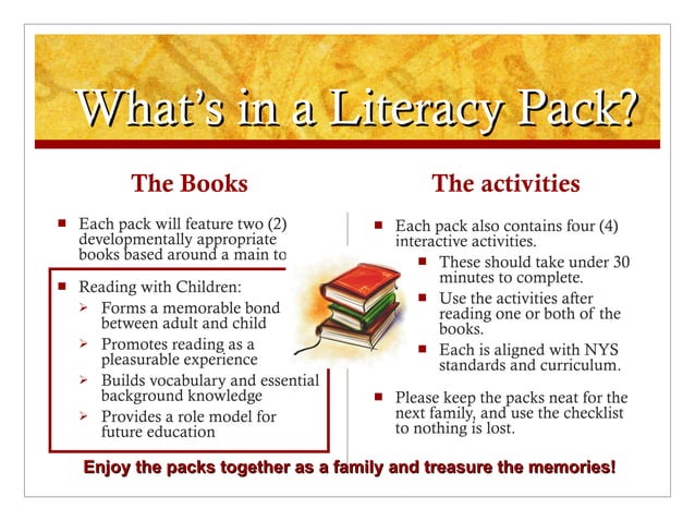 Literacy Home Pack Family Presentation | PPT