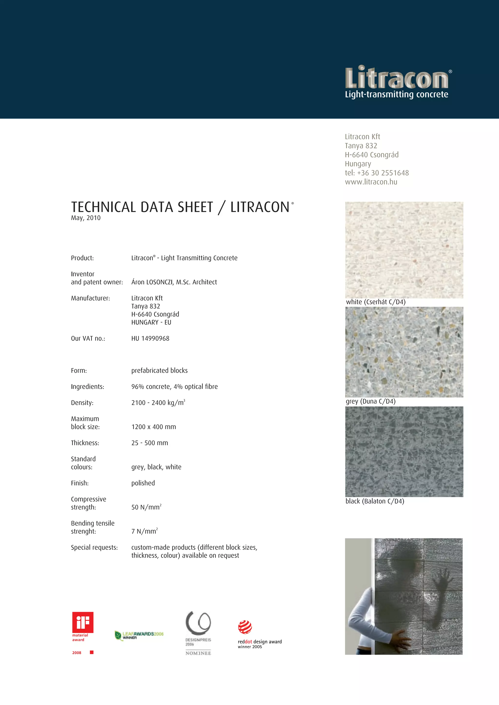 Litracon data sheet 2010 | PDF
