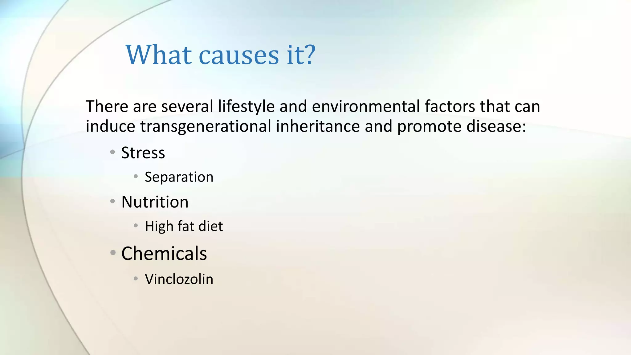 A review of the environmental influence on transgenerational ...
