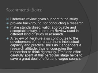 Lit rev importance in research methodology | PPTX