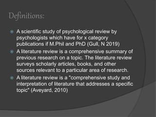 Lit rev importance in research methodology | PPTX