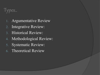 Lit rev importance in research methodology | PPTX