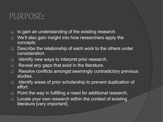 Lit rev importance in research methodology | PPTX