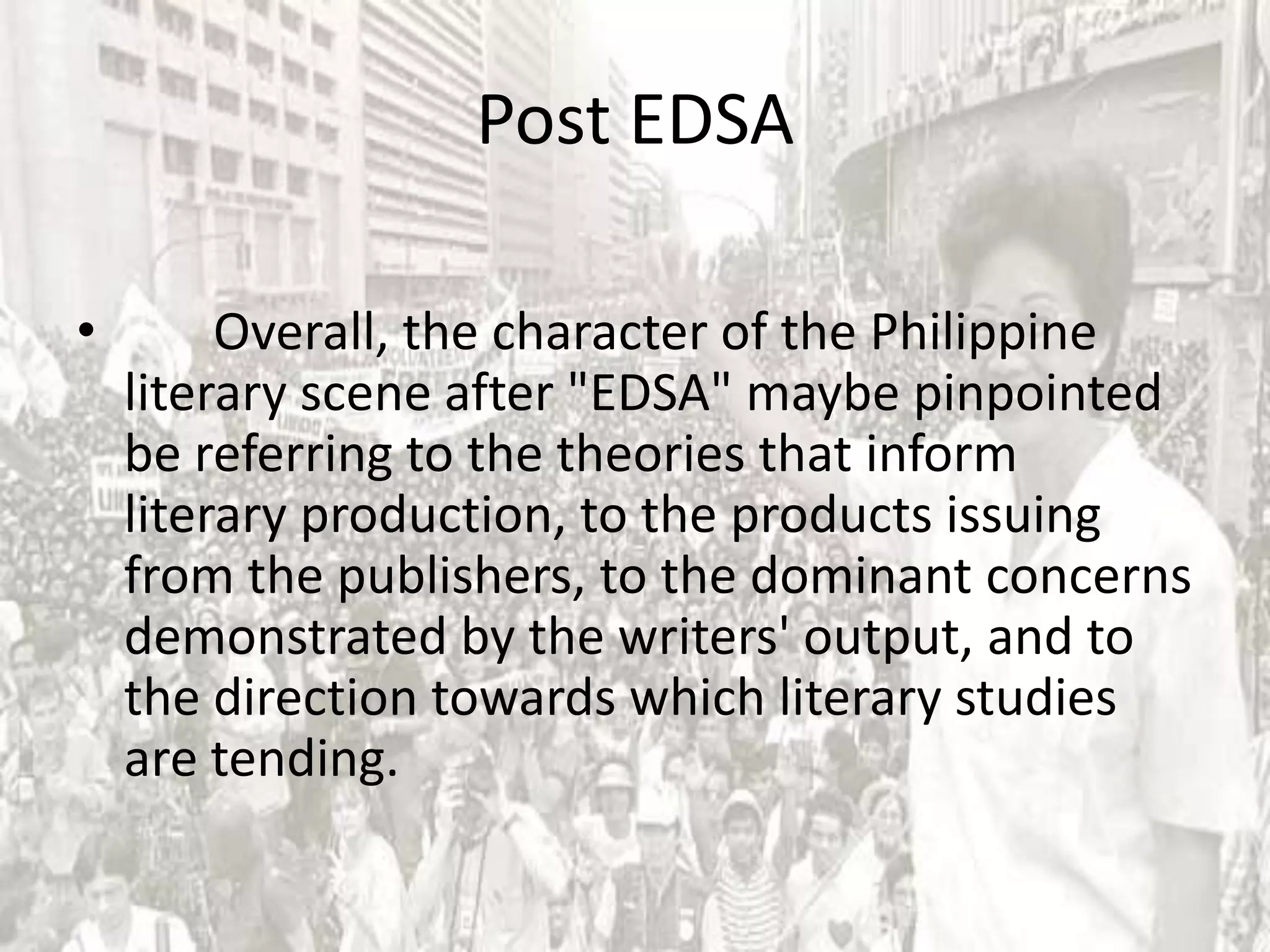 Philippine Literature After EDSA Revolution | PPTX