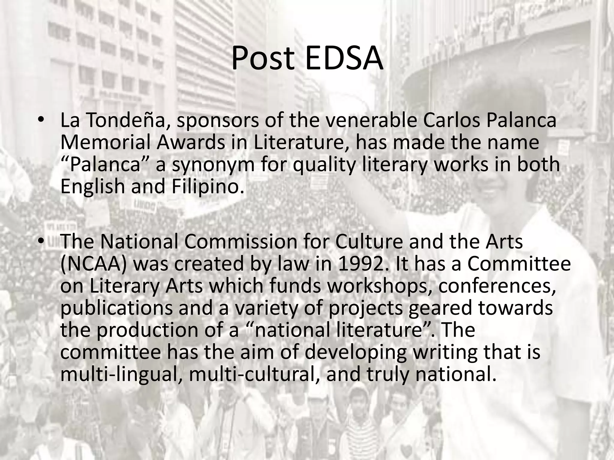 Philippine Literature After EDSA Revolution | PPTX