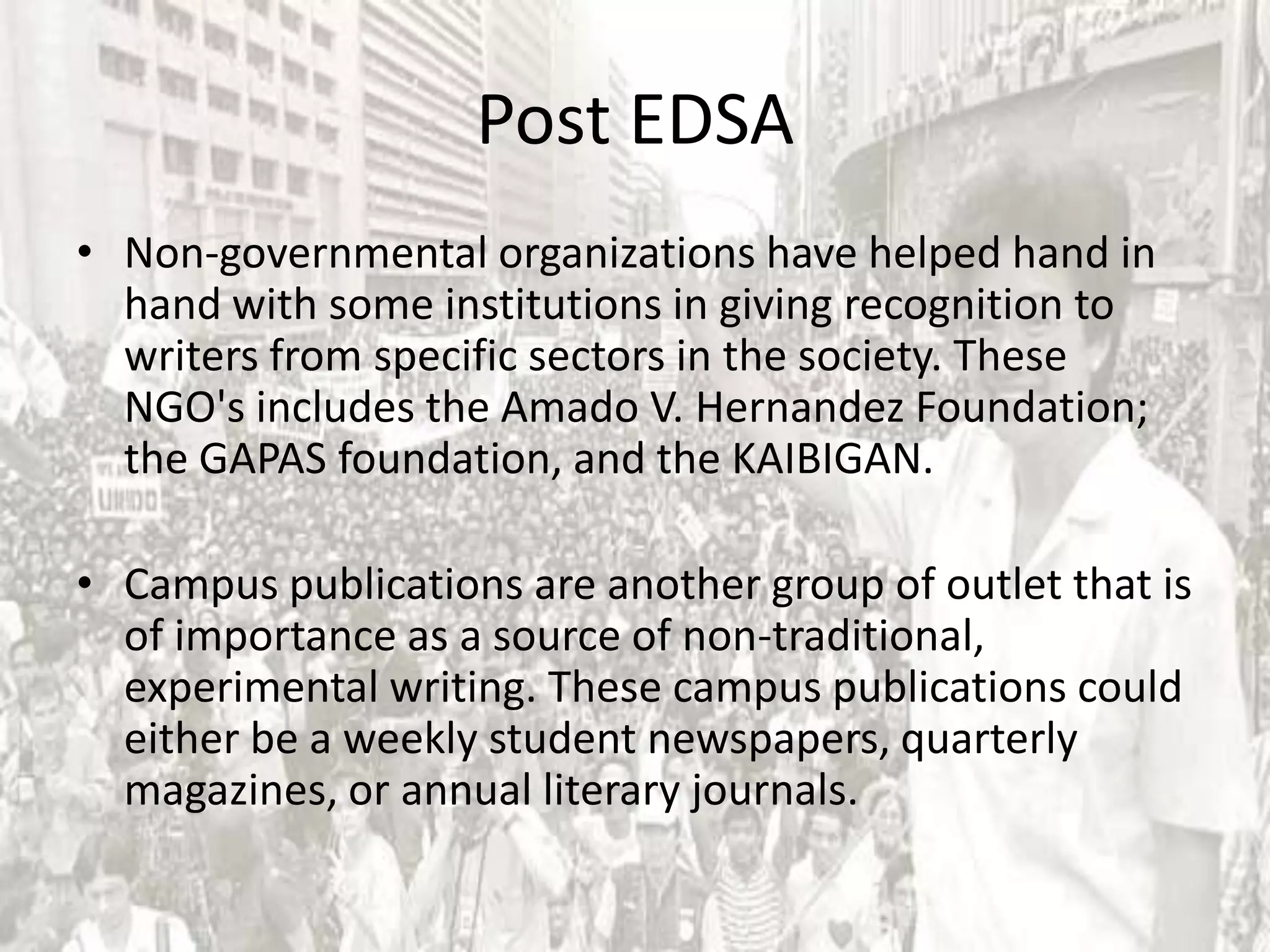 Philippine Literature After EDSA Revolution | PPTX