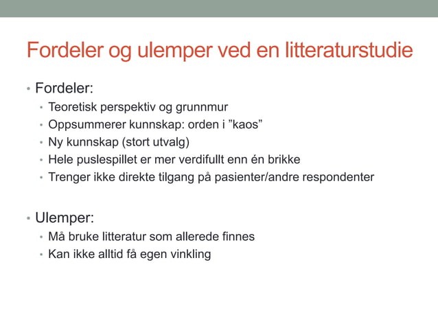 Litteraturstudie som metode | PPTX