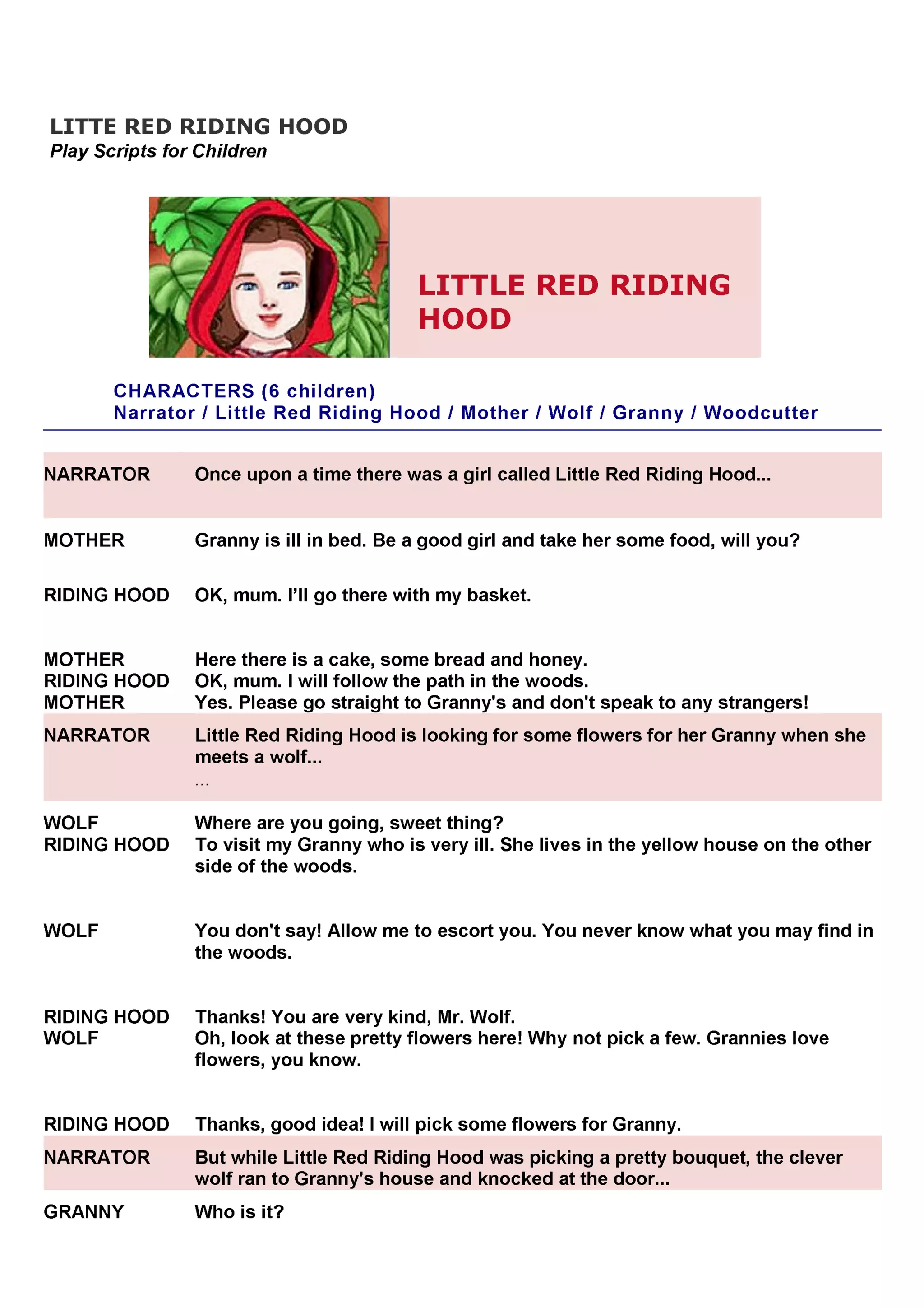Litte Red Riding Hood - theatre | PDF