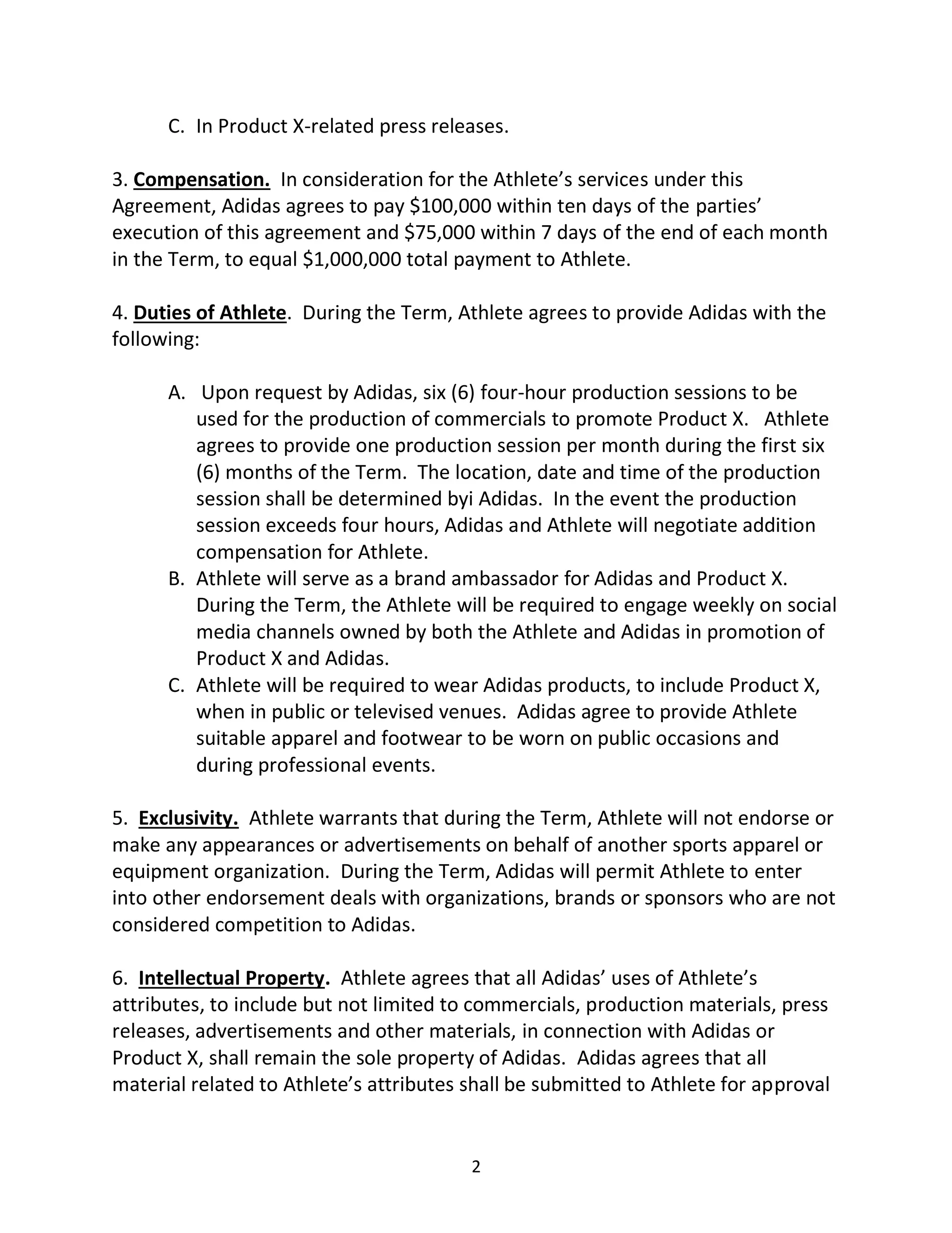 Drafted Endorsement Agreement | PDF