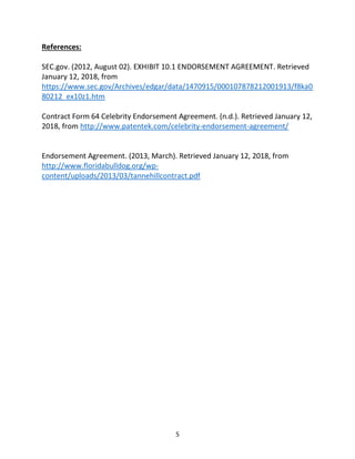 Drafted Endorsement Agreement | PDF