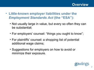 Little Known Employment Standards Act Liabilities (and How to Avoid ...