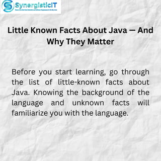 Little Known Facts About Java — And Why They Matter | PDF