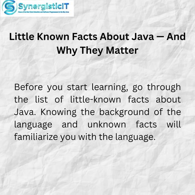 Little Known Facts About Java — And Why They Matter | PDF