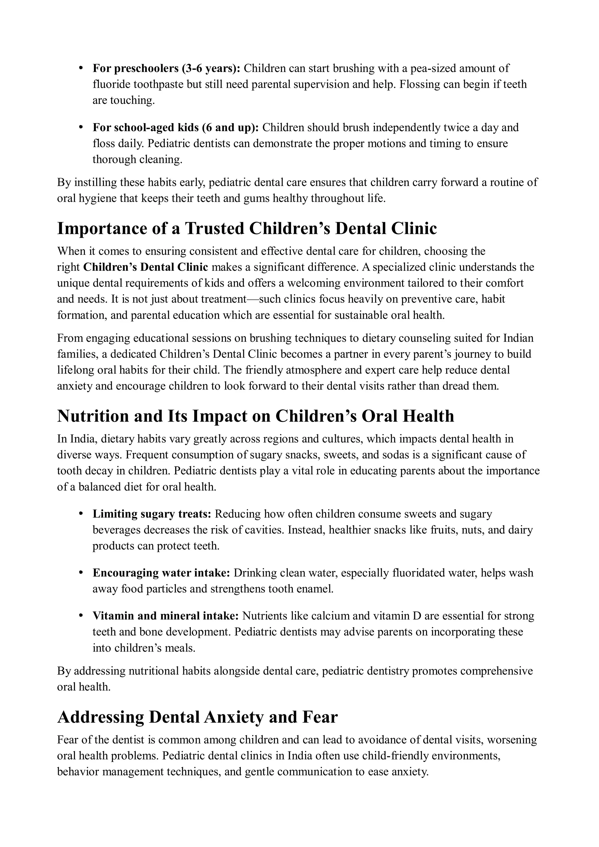 How Pediatric Dentistry Shapes Healthy Dental Habits in Children | PDF