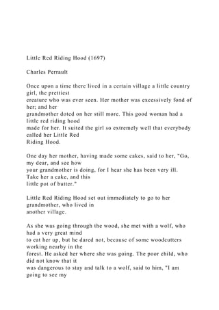 Little Red Riding Hood (1697) Charles Perrault Once .docx | Biological ...