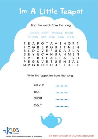 I'm a Little teapot - song and game | PDF