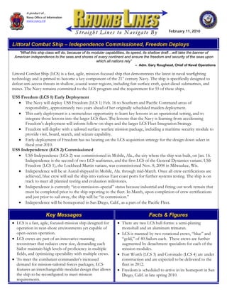Littoral Combat Ship Independence Commissioned Freedom Deploys 11 Feb ...