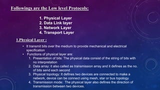 low level protocols | PPTX | Computer Networking | Computing