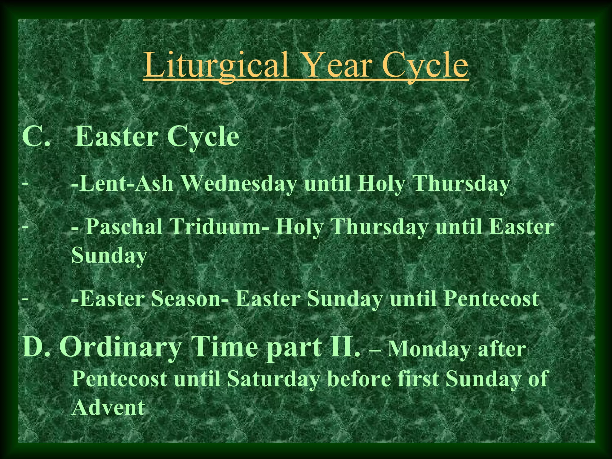 Liturgical year calendar of the Catholic Church | PPT