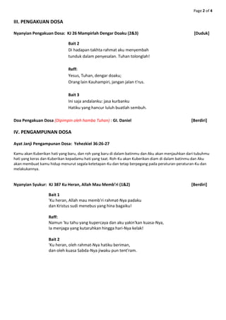 Liturgi KU2 - 02 Febuari 2025 untuk worship leader dan singers | PDF