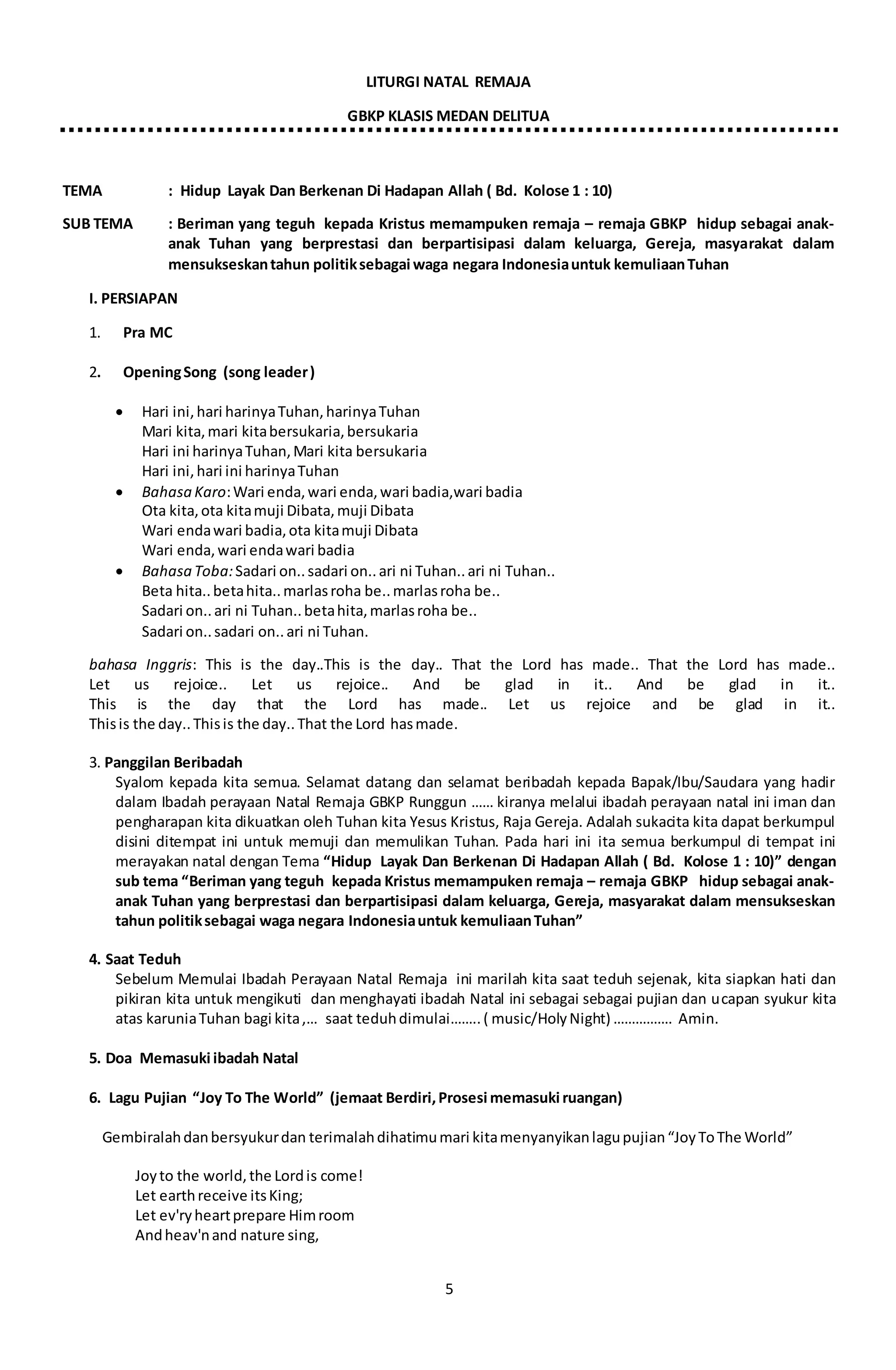 Liturgi Natal Anak | DOCX