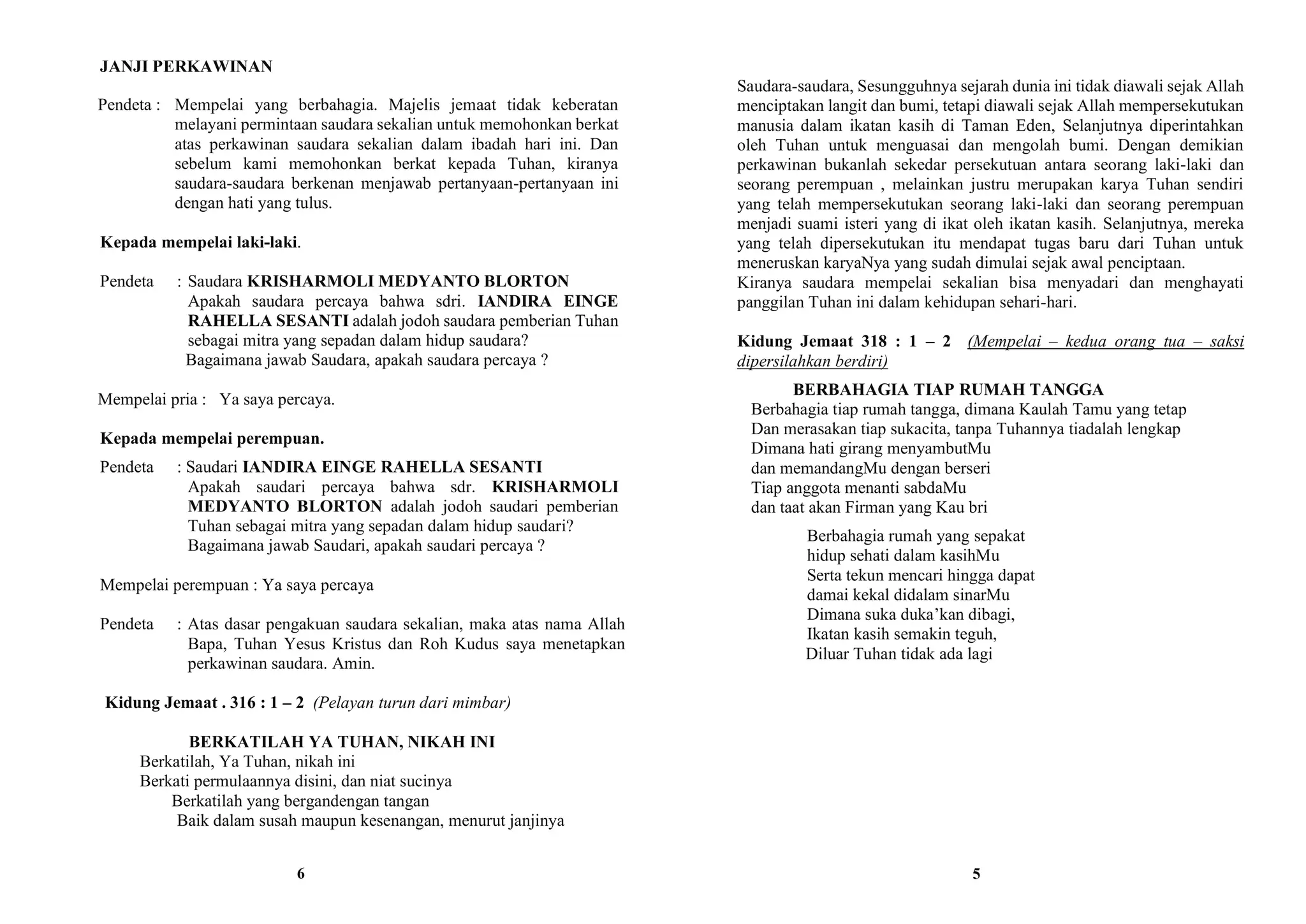 Liturgi Perkawinan Gereja GKJW di jawa Timur | PDF