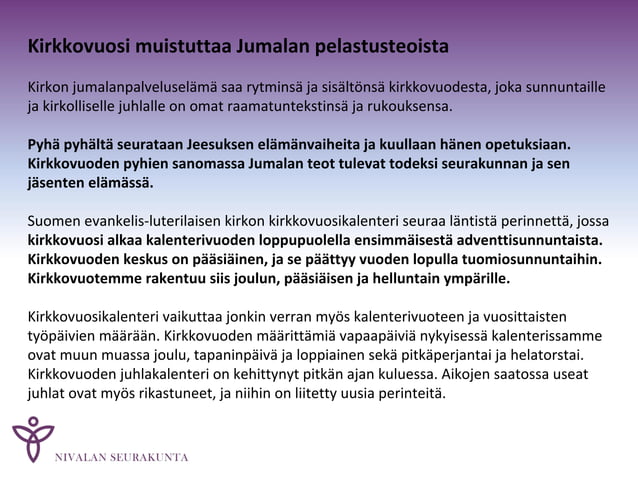 Koulu ja seurakunta - Liturgiset värit | PPT