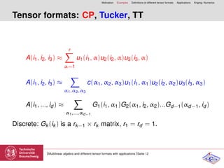 Multi-linear algebra and different tensor formats with applications | PPT