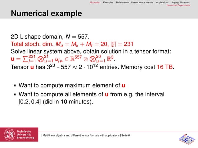 Multi-linear algebra and different tensor formats with applications | PPT