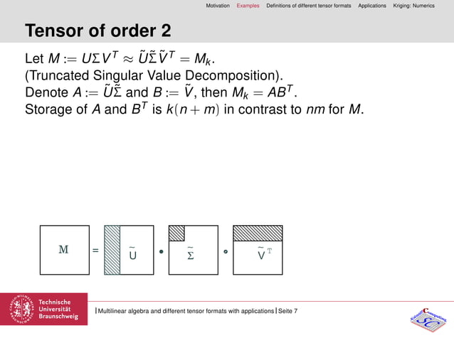 Multi-linear algebra and different tensor formats with applications | PPT