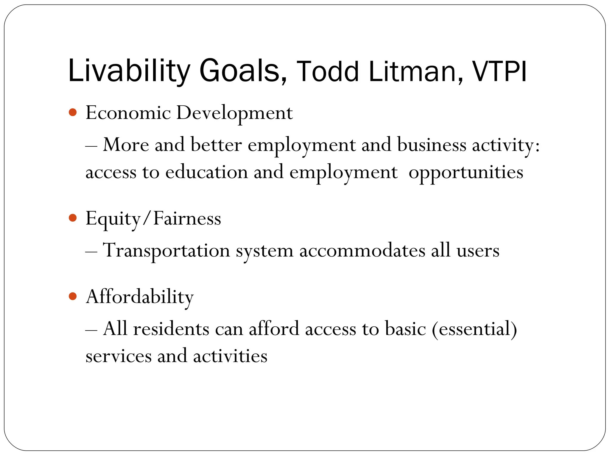 Livability Equity Transportation | PPT