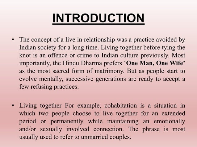 LIVE-IN- RELATIONSHIP in Indian context. | PPTX