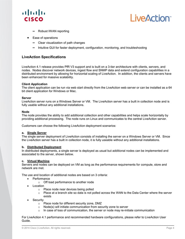 LiveAction: Visualization, Management, and Control for Cisco IWAN | PDF | Computer Networking ...