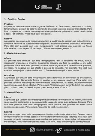 COMPORTAMENTO: POR QUE EU FAÇO O QUE FAÇO (PNL - METAPROGRAMAS) | PDF